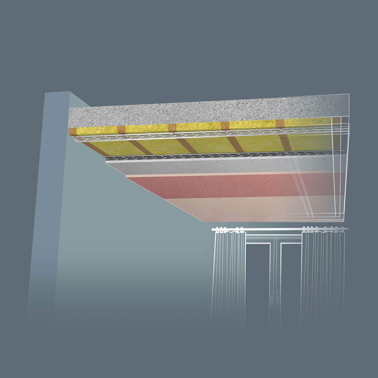 Concrete Ceiling System Fireproof 600*600/ 605*605/ 595*595mm Fiber